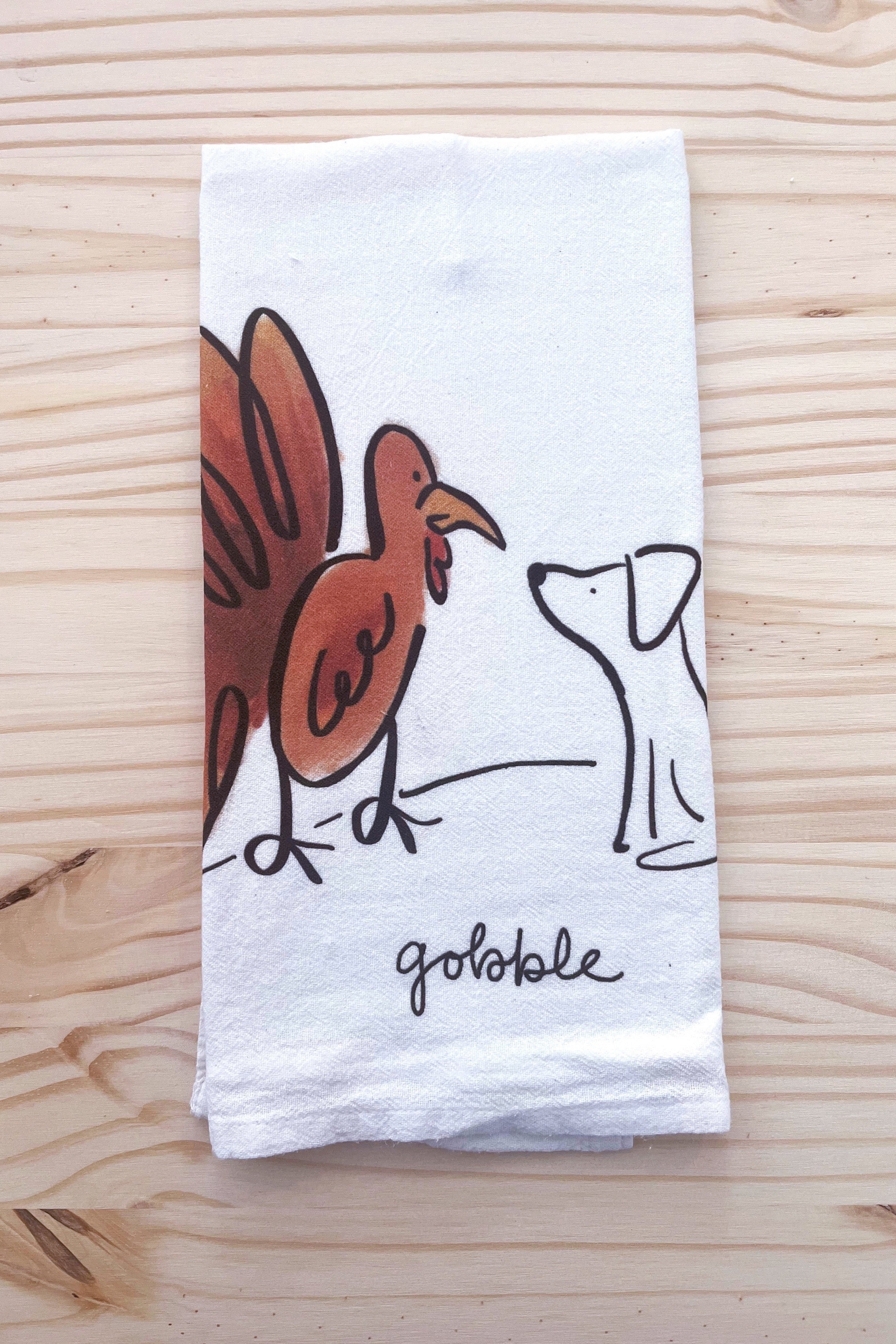 Gobble Dog Thanksgiving Tea Towel | Kitchen Towel | Tea Towel ...